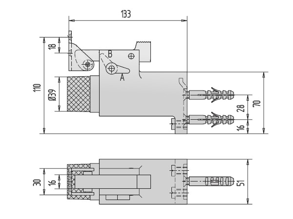 Hakentürfeststeller für Wandmontage | E5/C-0 elox. | 061550000235.3